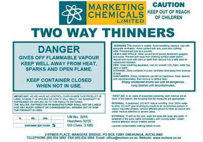 LABEL for 1L Univ Thinners - Each | Versatile Products